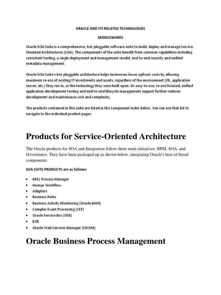 Oracle and Its Related Technologies | PDF | Service Oriented ...