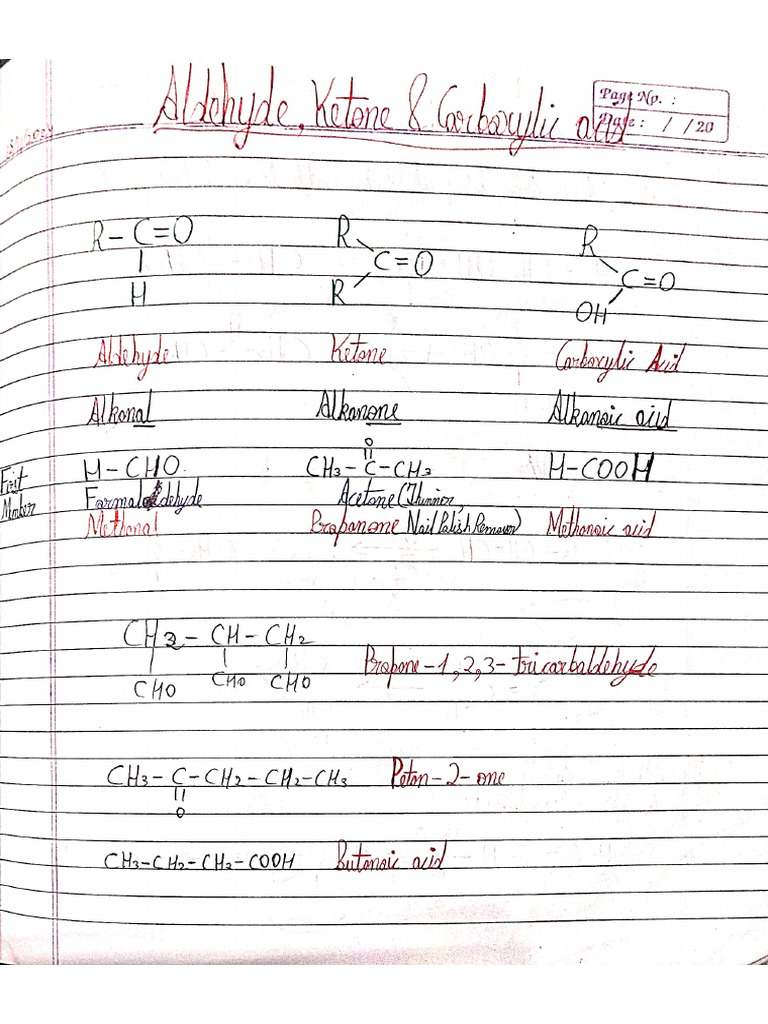 Aldehyde Ketone and Carboxylic Acid Notes | PDF | Organic Acids | Chemistry