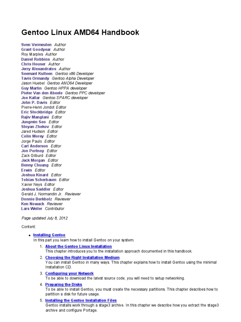 Gentoo Linux AMD64 Handbook: Installing Gentoo About The Gentoo Linux ...