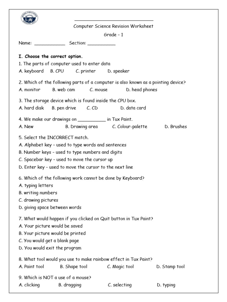 ComputerScienceWorksheet 60839 | PDF | Computer Keyboard | Office Equipment