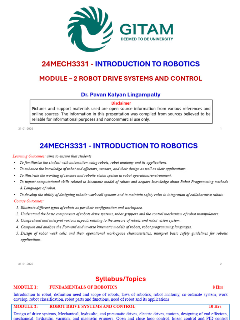 Module 2 - Robot Drive Systems and Control | PDF | Electric Motor ...
