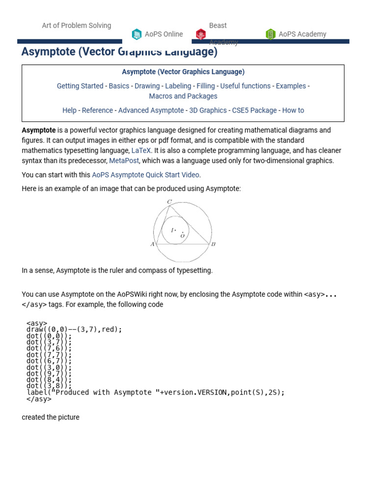 Asymptote (Vector Graphics Language) - AoPS Wiki | PDF