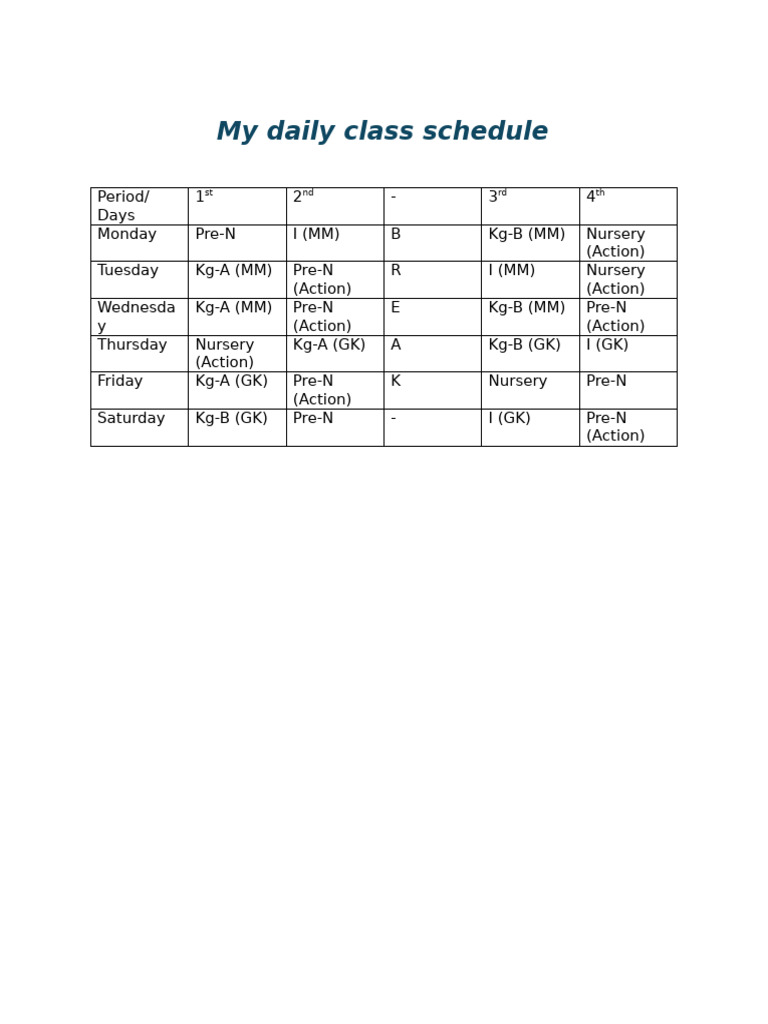 2026 My Class Routine | PDF