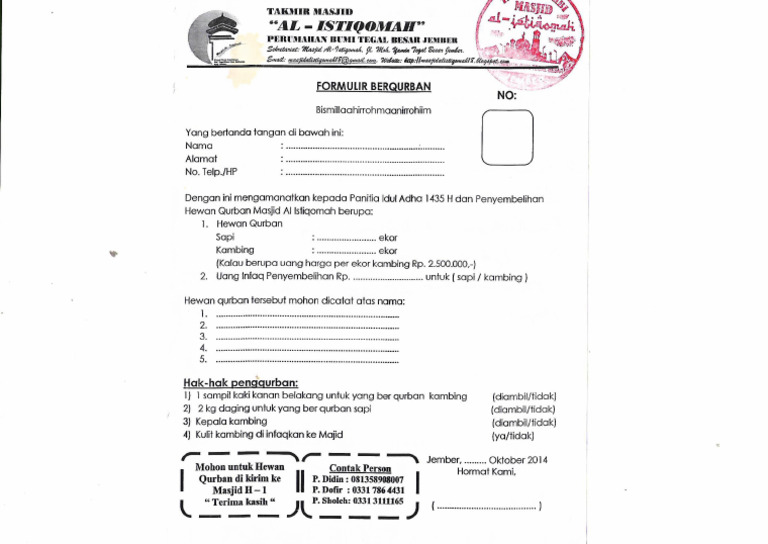 Contoh Form Qurban | PDF