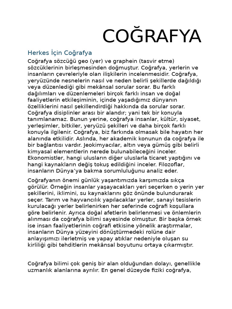 Coğrafya Makale | PDF