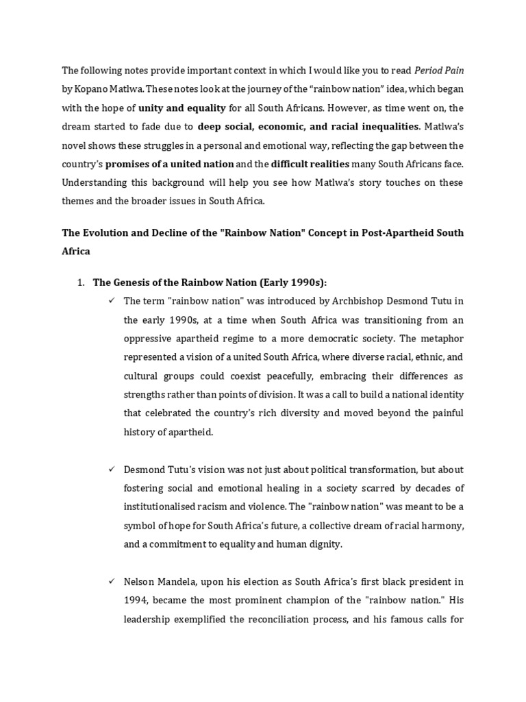 The Evolution of The Rainbow Nation | PDF | Apartheid | Nelson Mandela