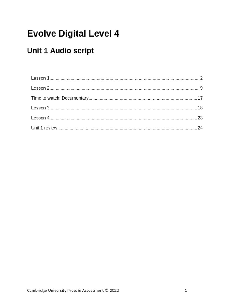 Evolve Digital Level 4 Unit 1 Audio Scripts | PDF | Human Communication
