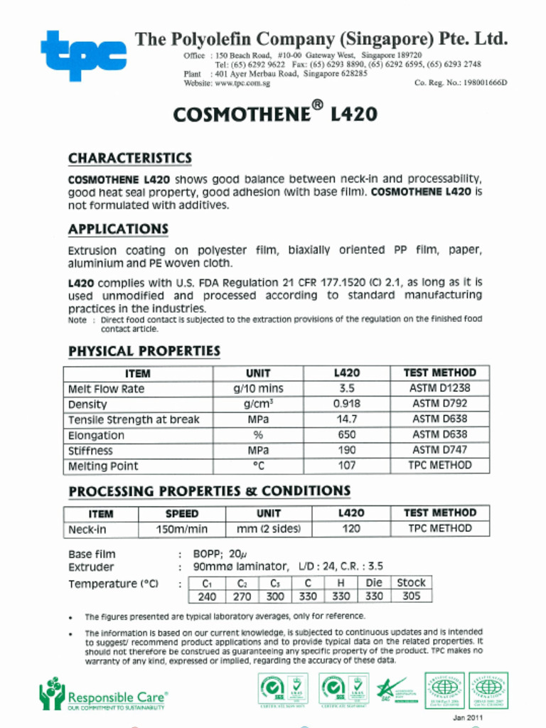 L420 (Ldpe) Coating | PDF