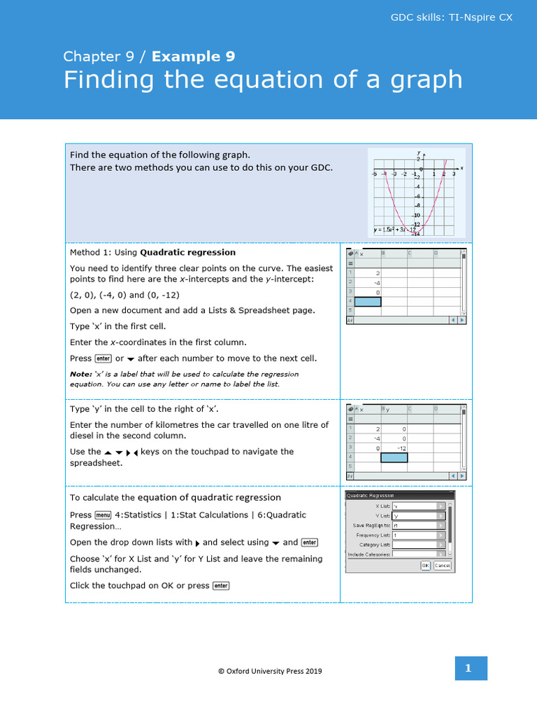 TI Nspire Example 9 - Finding Equation of A Graph | PDF | Quadratic ...