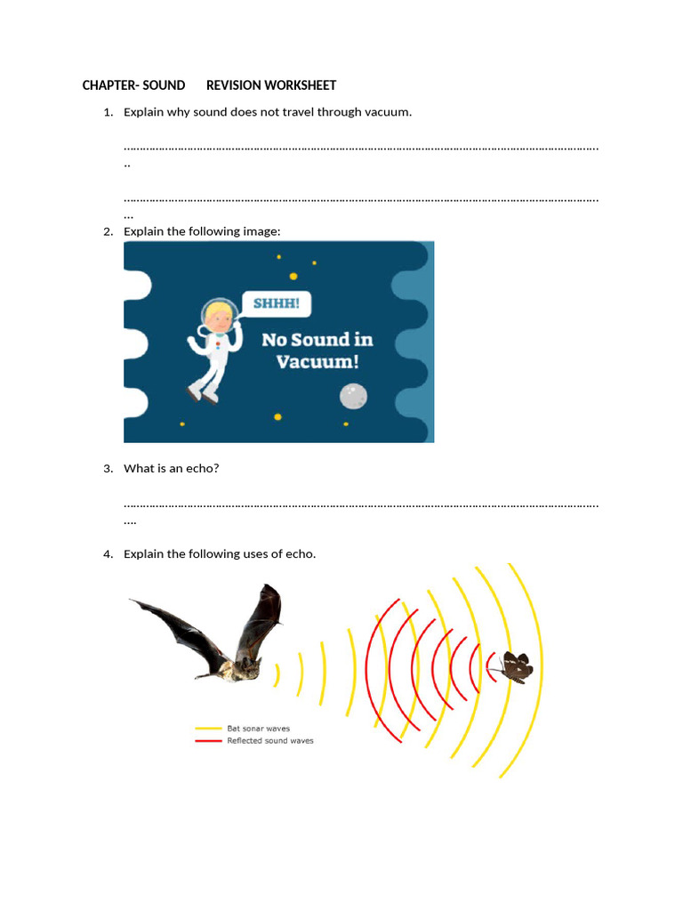 Revision Worksheet Grade 6 Sound | PDF