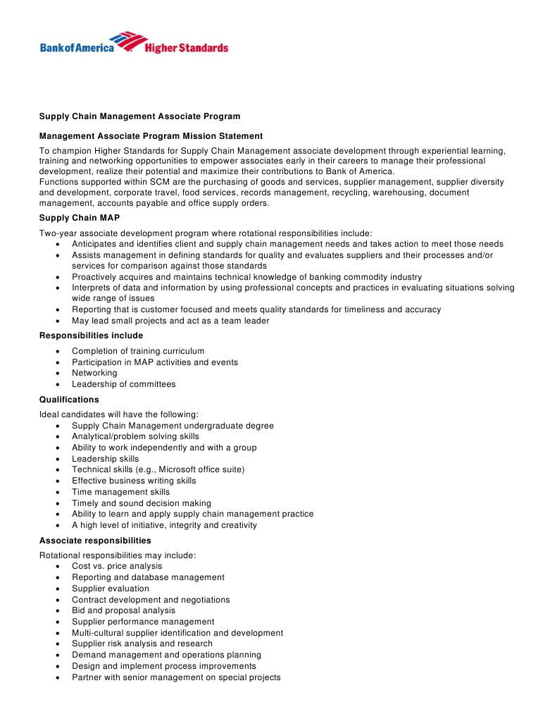 Supply Chain Management Associate Program Management Associate Program ...
