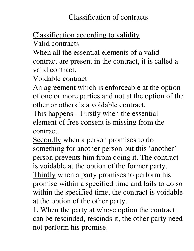 Classification of Contracts | PDF | Void (Law) | Legal Ethics