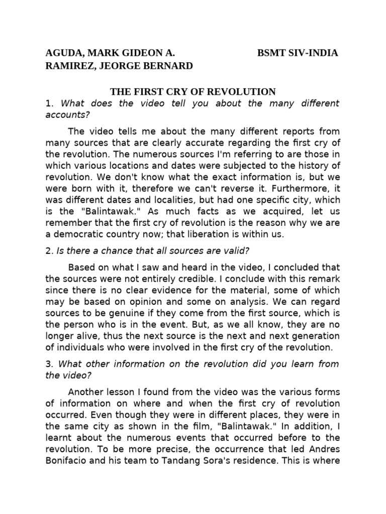 Aguda, Mark Gideon_bsmt Siv-India_the First Cry of Revolution | PDF