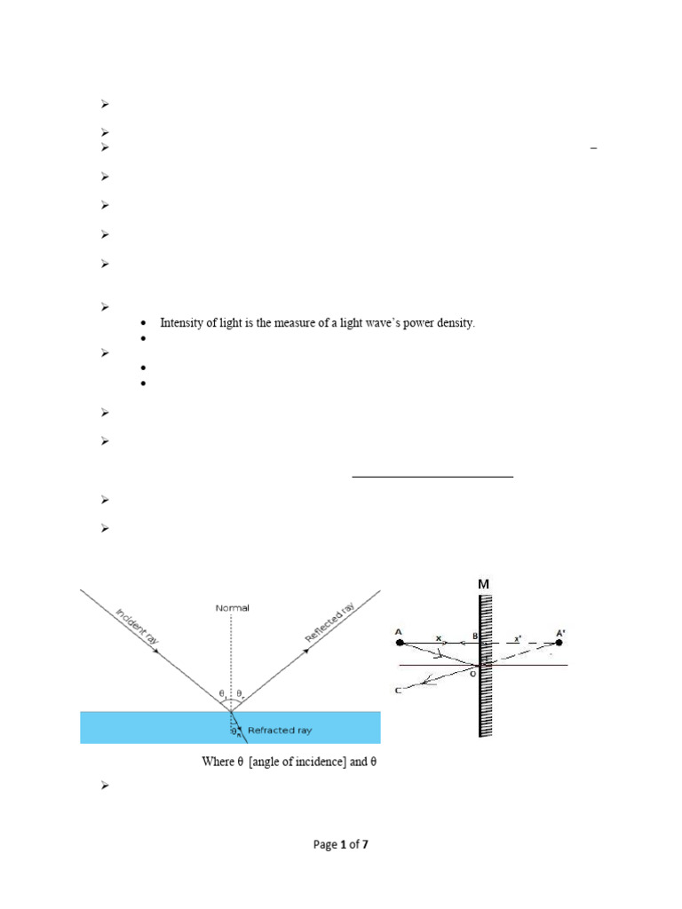 Lecture Note On Optics | PDF | Refraction | Light