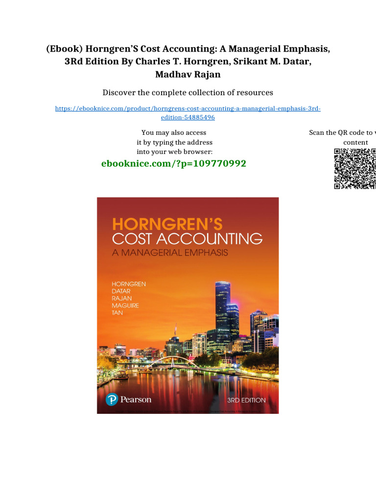(Ebook) Horngren’s Cost Accounting: A Managerial Emphasis, 3rd Edition ...