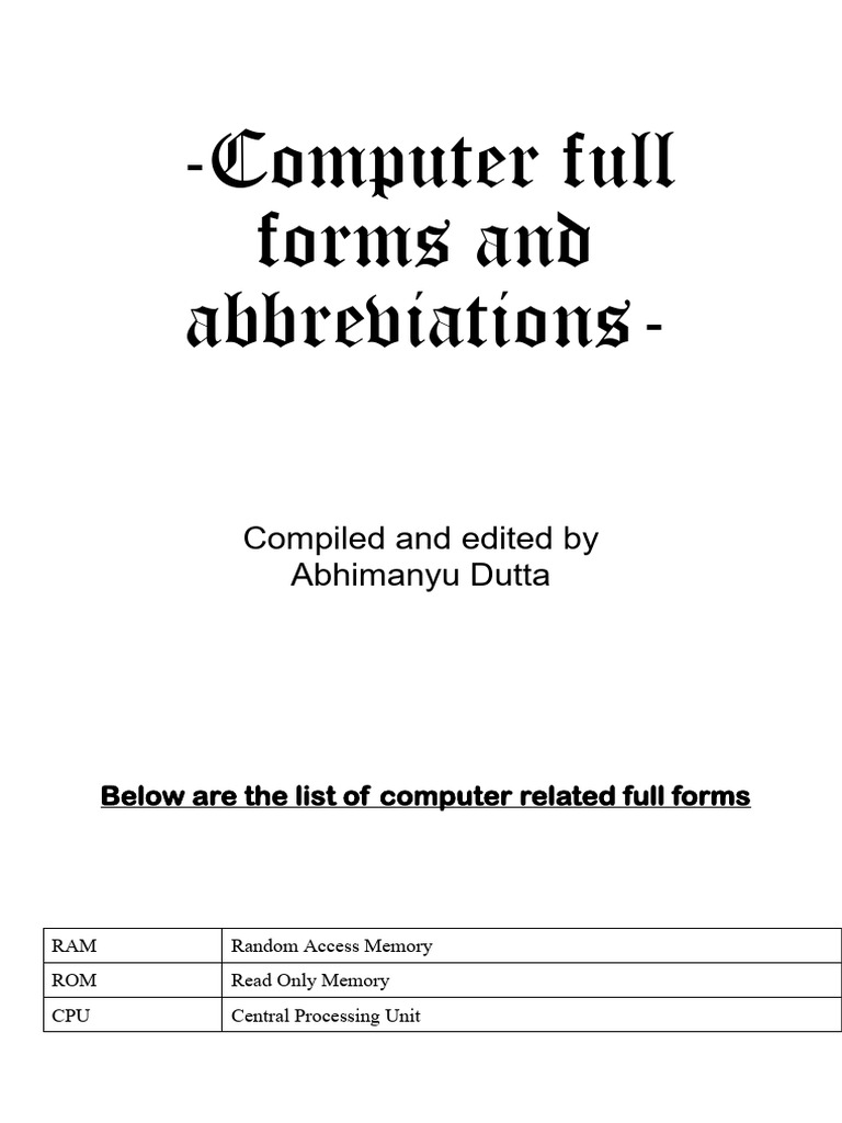 Computer All Full Forms | PDF | Computer Network | Internet