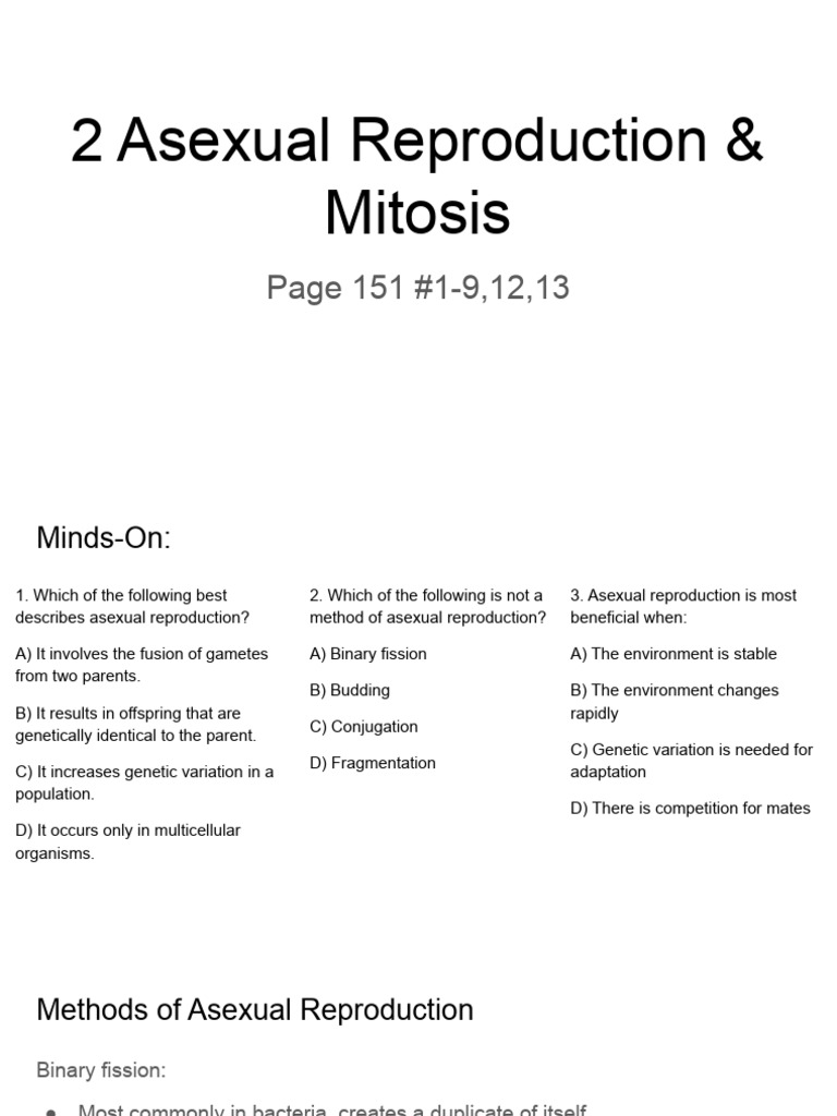 2 Asexual Reproduction & Mitosis | PDF