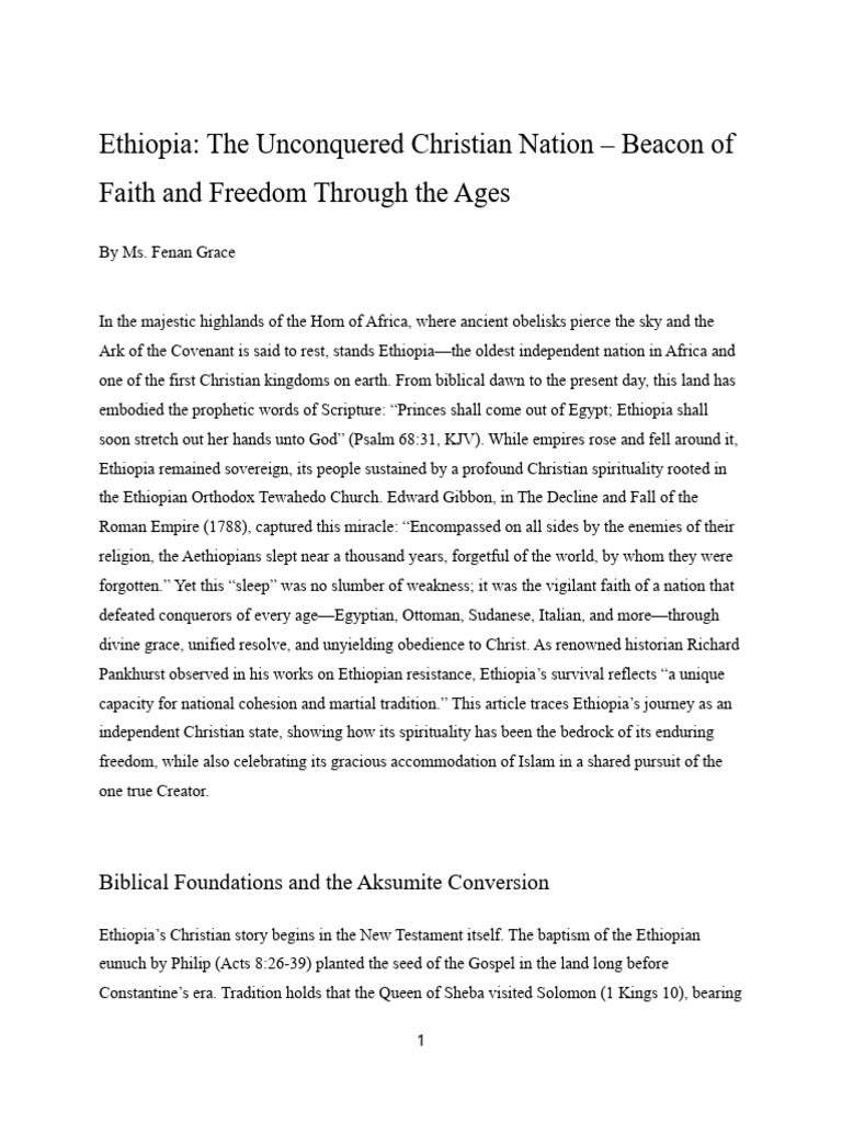 Ethiopia - The Unconquered Christian Nation | PDF | Ethiopia