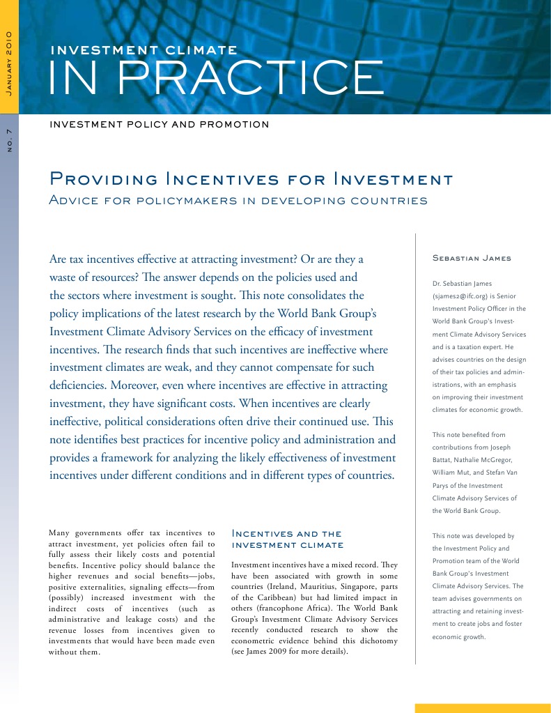 Providing Incentives For Investment | PDF | Incentive | Taxes