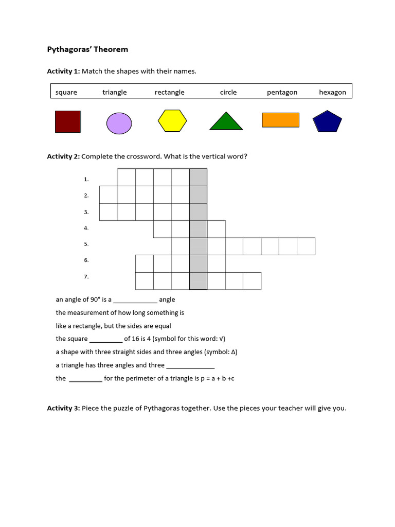Activity2 - Pythagoras' Theorem - Student Sheet | PDF | Elementary ...