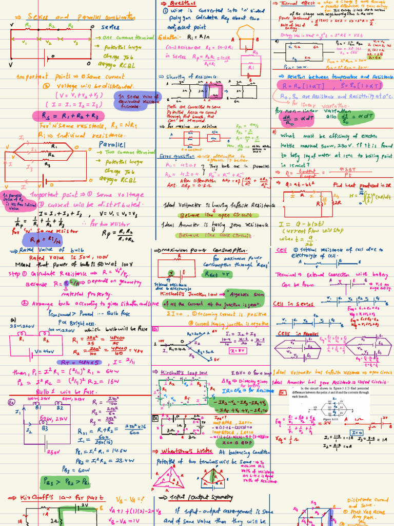 Current Electricity Short Notes | PDF | Electrical Resistance And ...