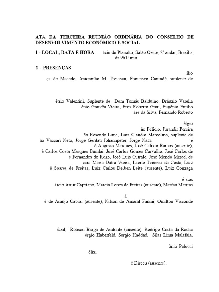 Ata Da 3ª Reunião Plenária CDES | PDF | Governo | Democracia