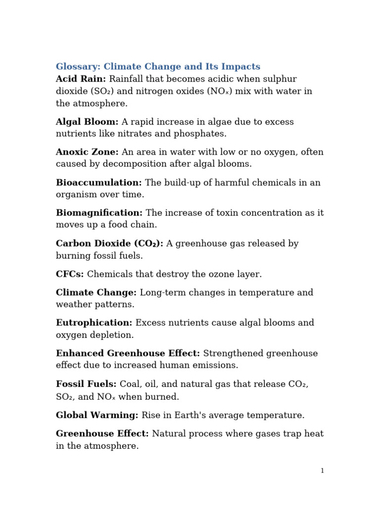 Climate Change Glossary | PDF
