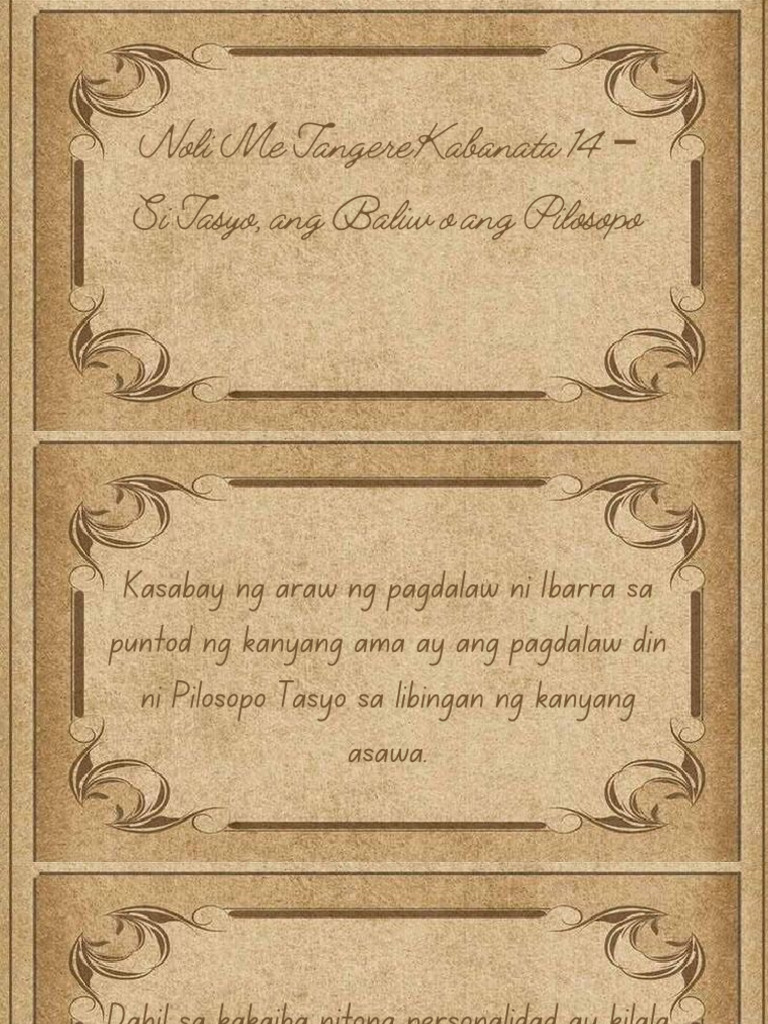 Noli Me Tangere Kabanata 14 – Si Tasyo, Ang Baliw o Ang Pilosopo | PDF