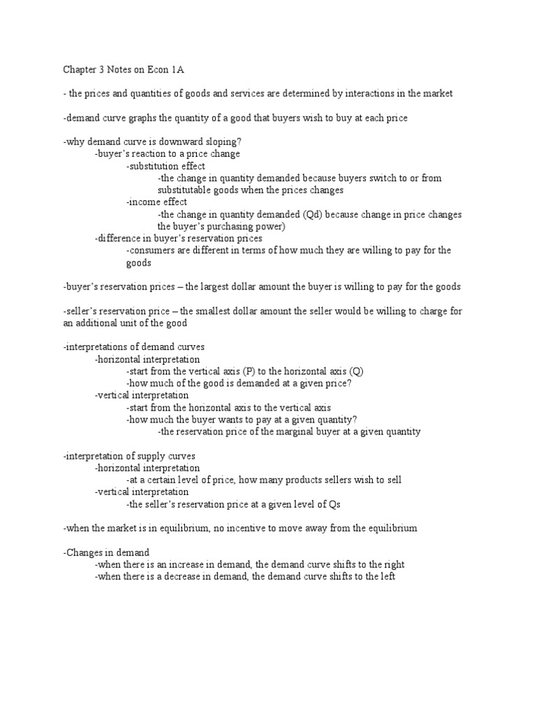 Chapter 3 Notes Principles of Microeconomics | PDF | Supply And Demand ...