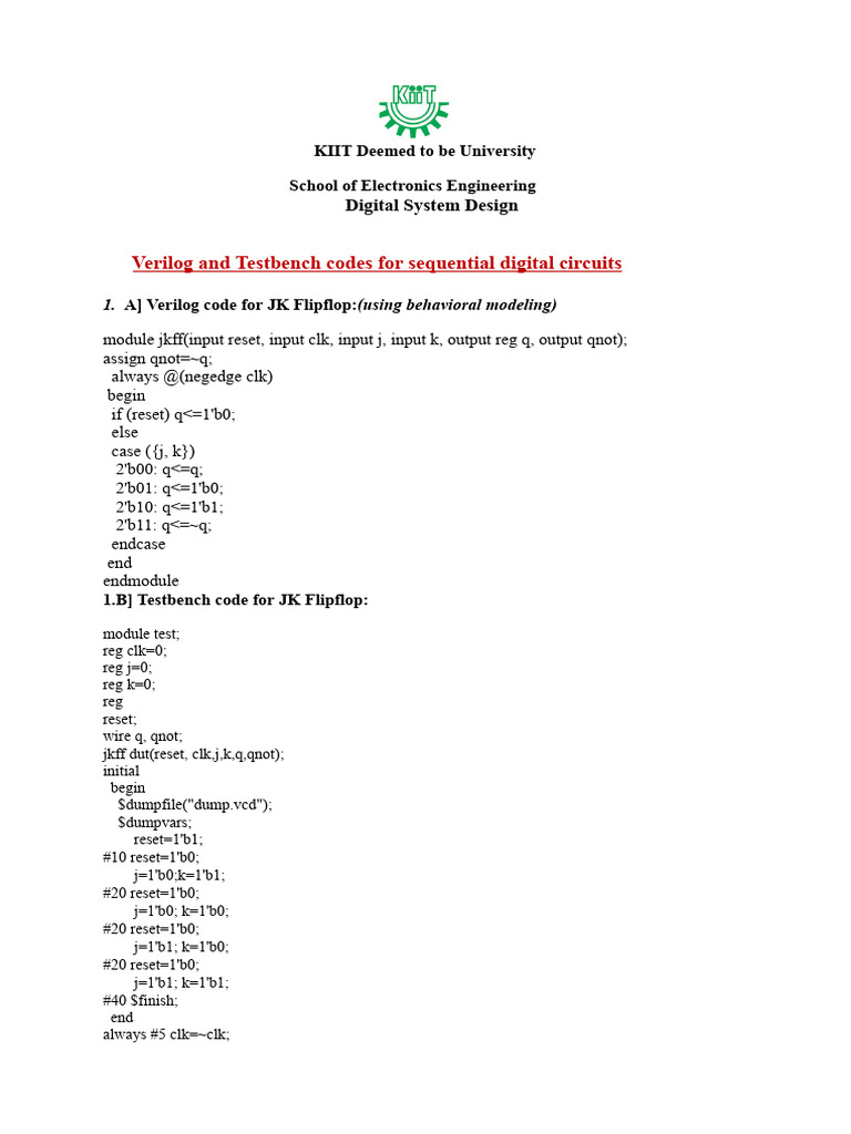 Verilog Codes For Sequential Circuits | PDF | Computer Engineering ...