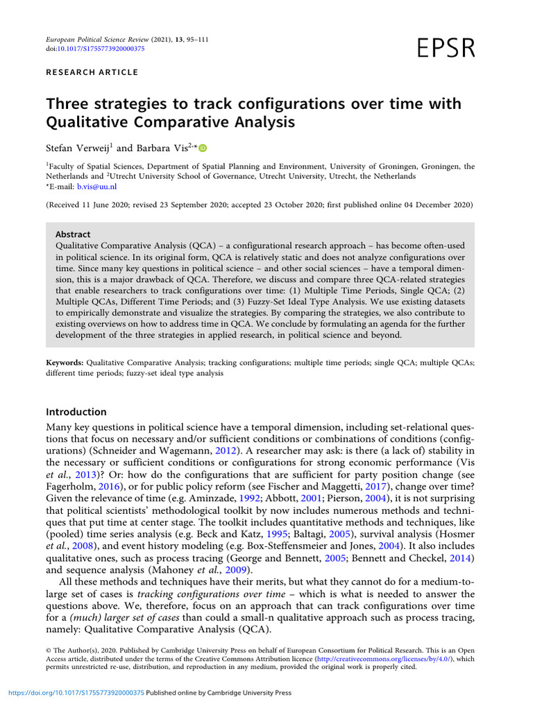 Strategies To Track-Configurations Over Time With QCA | PDF | Methodology