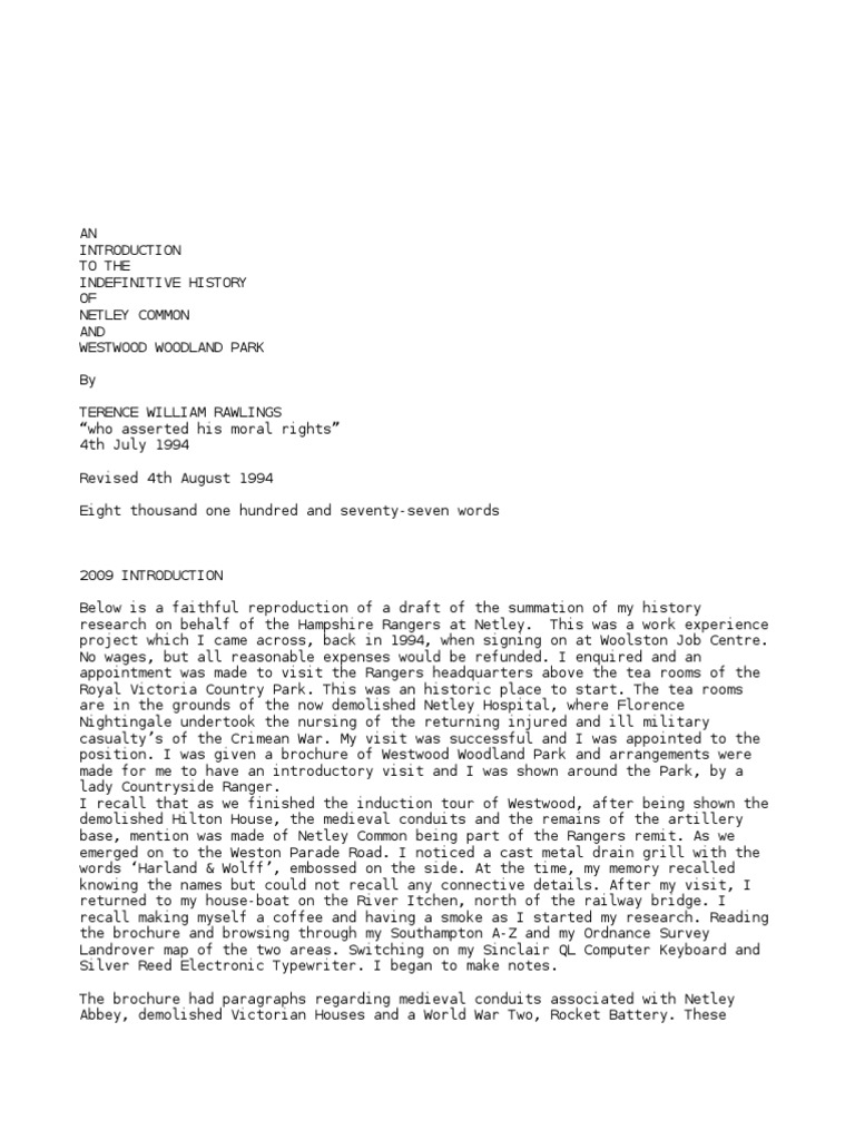 The In-Definitive History of Netley Common and Westwood Woodland Park ...