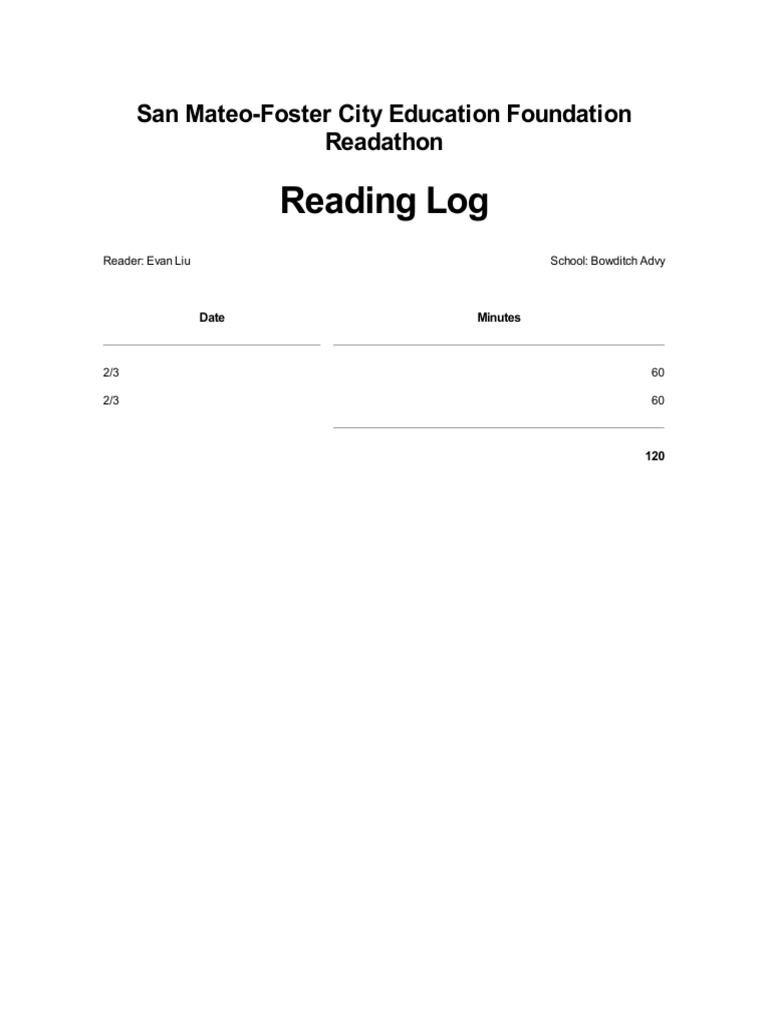 Evan Liu Reading Log | PDF