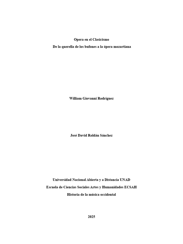 Opera en El Clasicismo La Querella de Los Bufones | PDF | Ópera ...