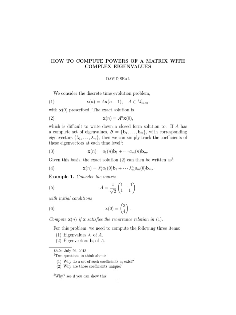 Notes Complex Diagonalization | PDF | Eigenvalues And Eigenvectors ...