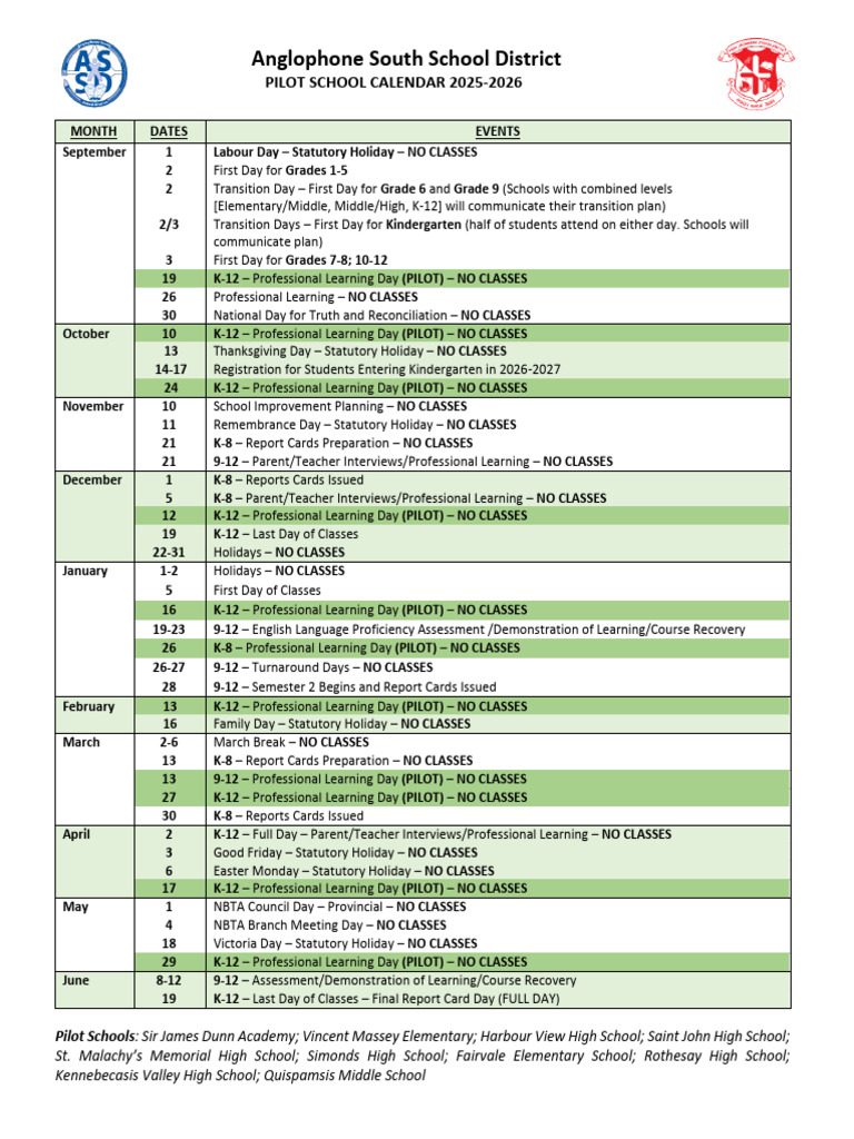 Asd-S Family Pilot School Calendar 2025-2026 | PDF | Observances | Schools