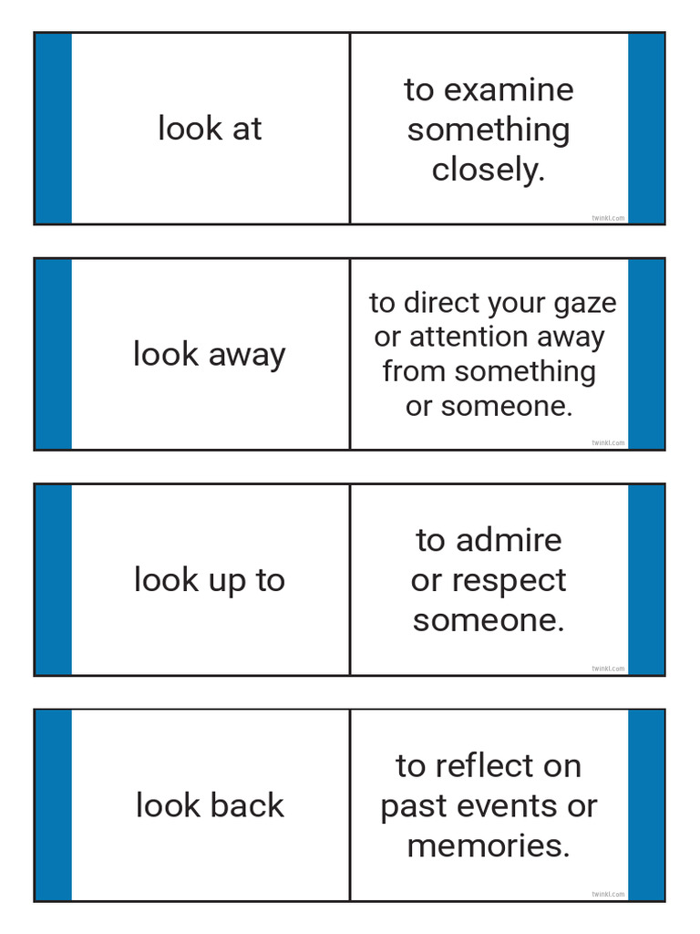 T 1714107917 Esl Phrasal Verbs With Look Matching Cards Adults A2 b1 ...