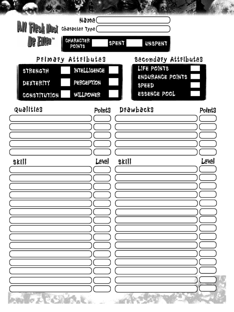 Flesh Character Sheet 1 | PDF