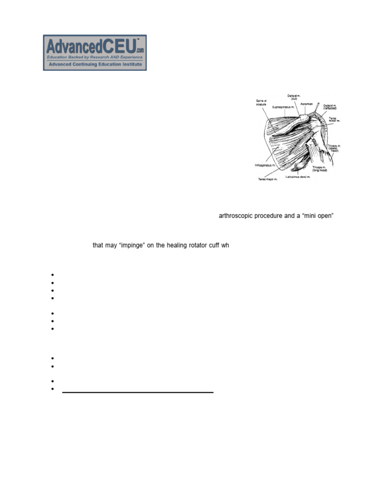 Preoperative Guidelines For Rotator Cuff Repair | PDF | Shoulder ...