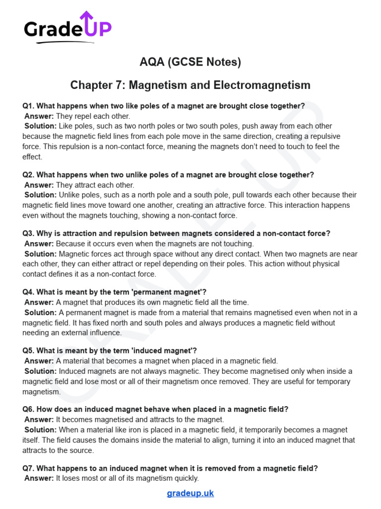 Magnetism and Electromagnetism - Worksheet | PDF | Electromagnetic ...