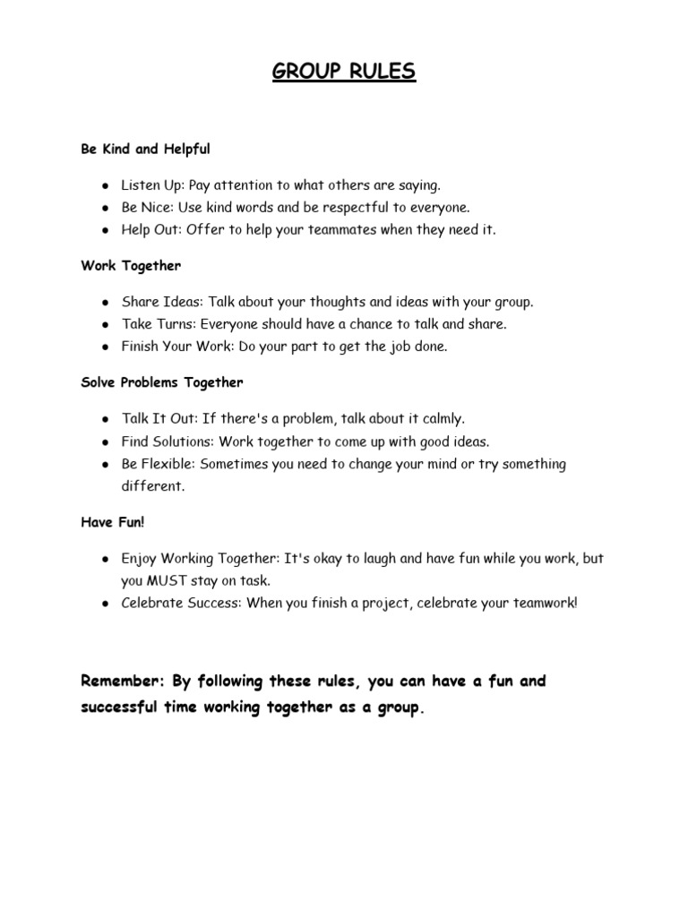 Group Work Rules | PDF