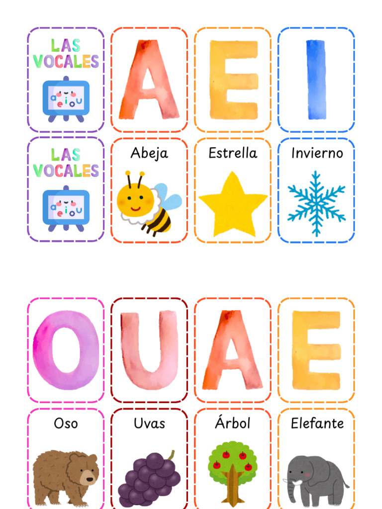 Tarjetas Educativas de Las Vocales Ilustrado en Colores _20260227 ...
