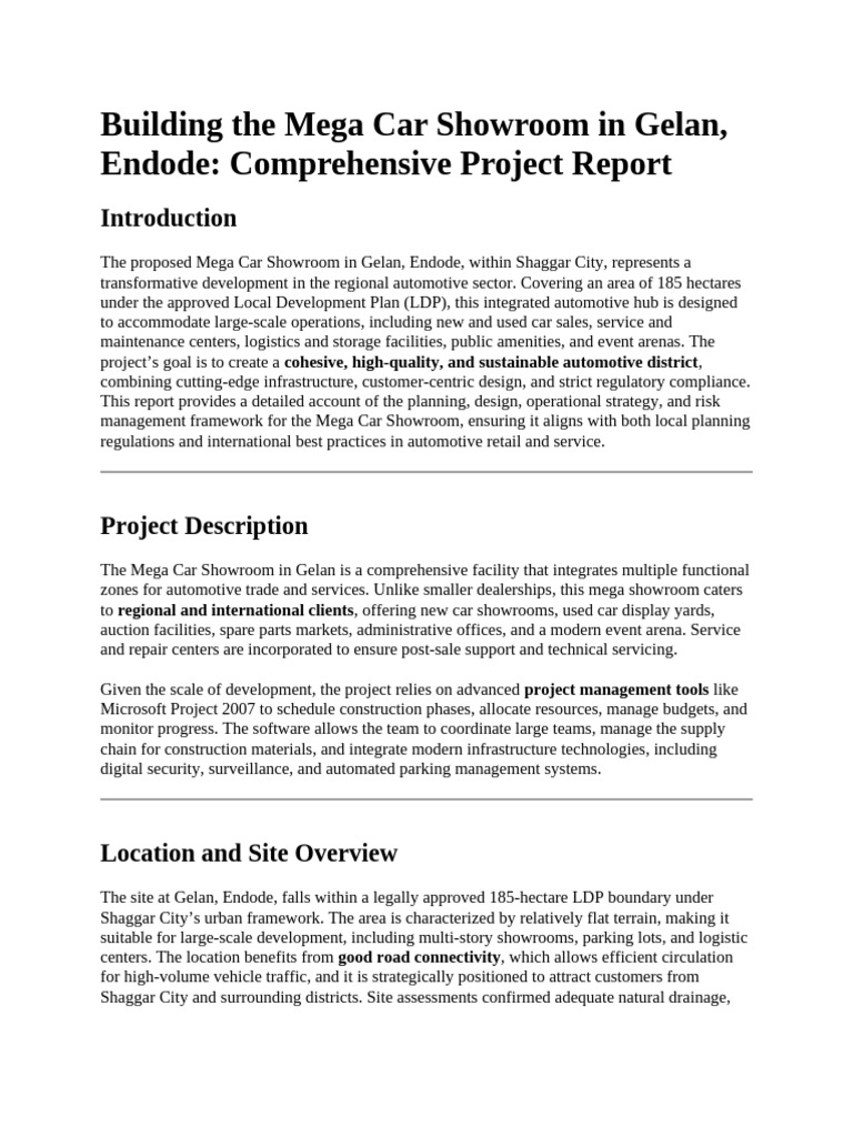 Building The Mega Car Showroom in Gelan | PDF | Project Management ...