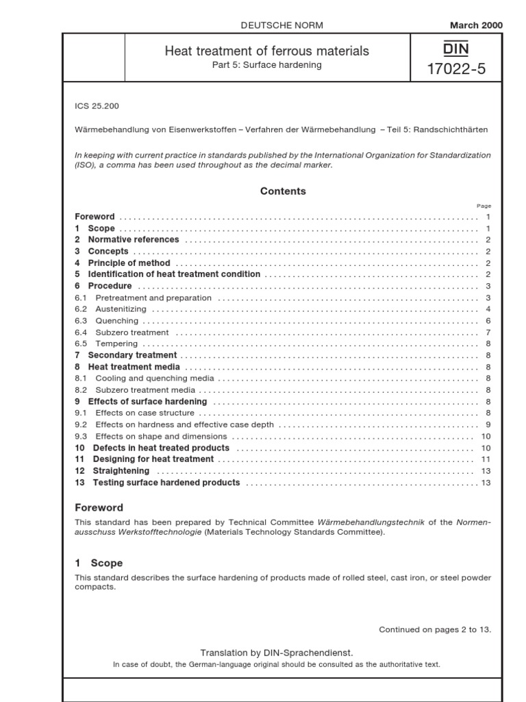 DIN - 17022-5-2000 Heat Treatment of Ferrous Material | PDF | Heat ...