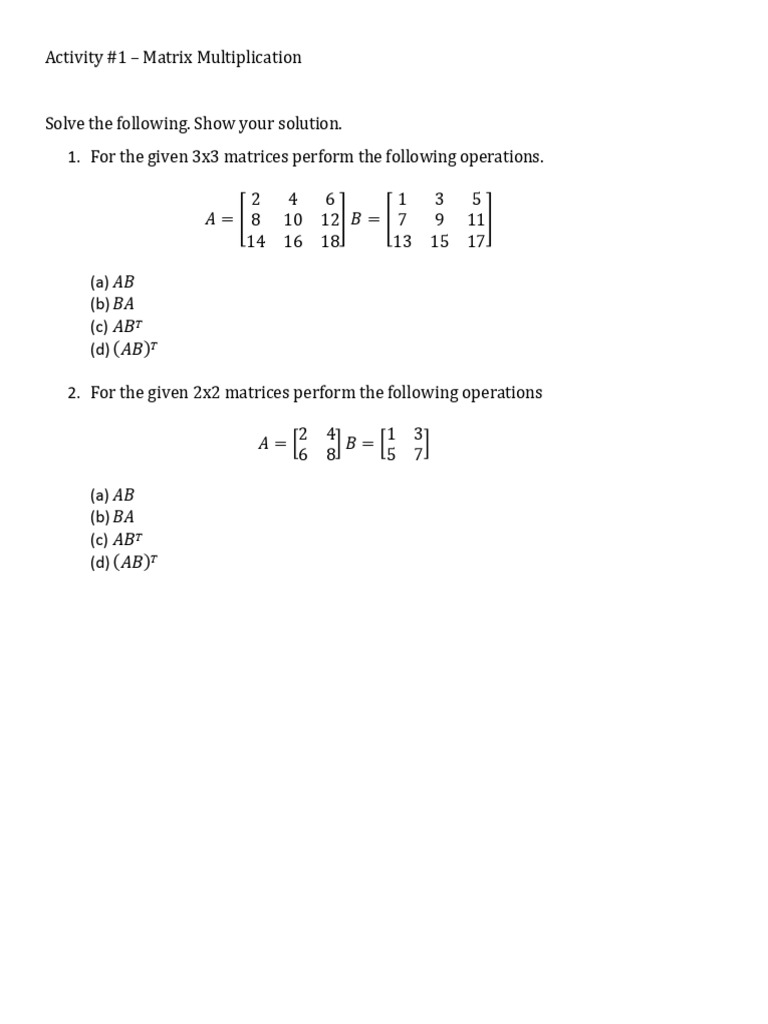 Activity #1 - Matrix Multiplication | PDF