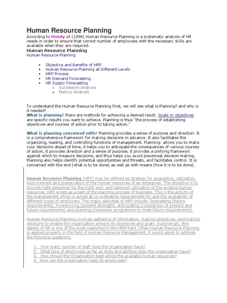 HRP | PDF | Human Resource Management | Resource