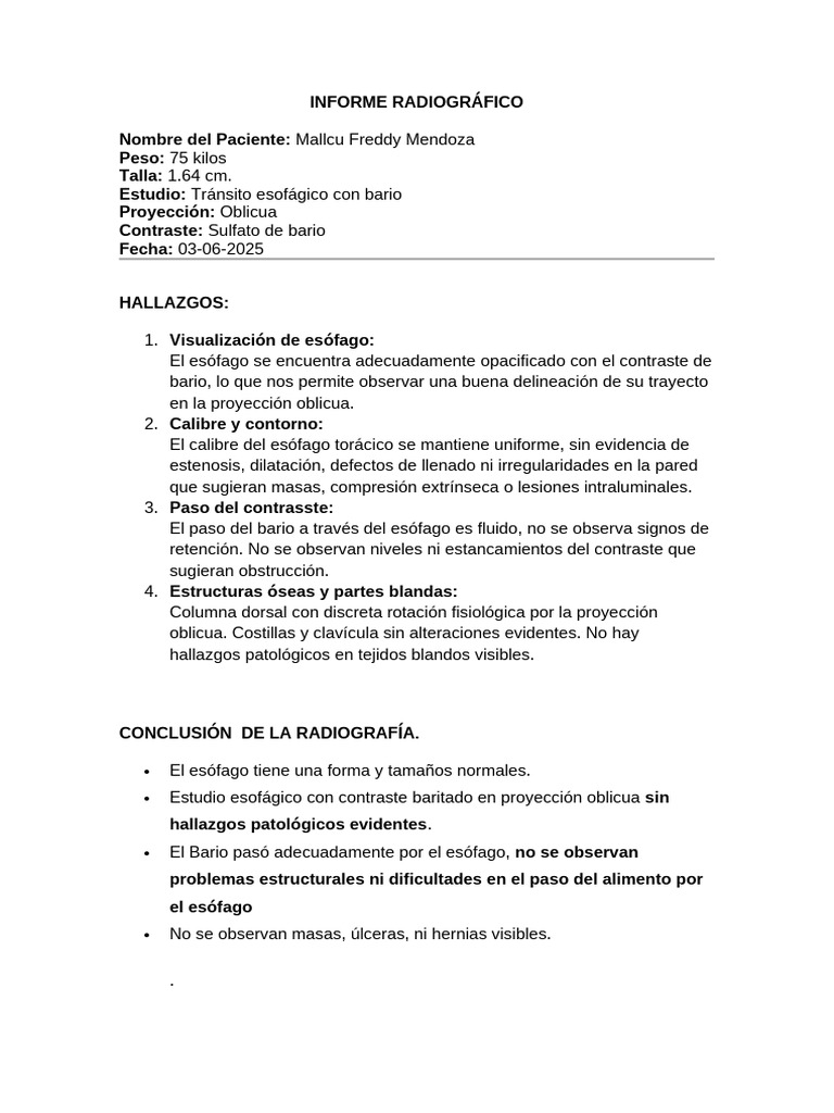 Iiinforme Radiográfico | PDF