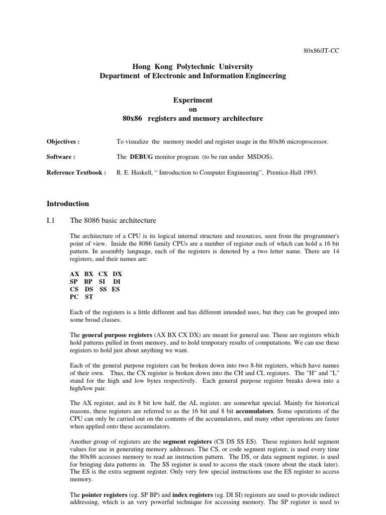 8086 Lab PDF | PDF | Assembly Language | Bit