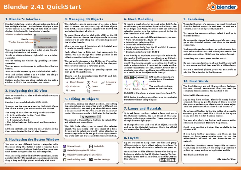Blender Quick Start | PDF | 3 D Computer Graphics | Blender (Software)