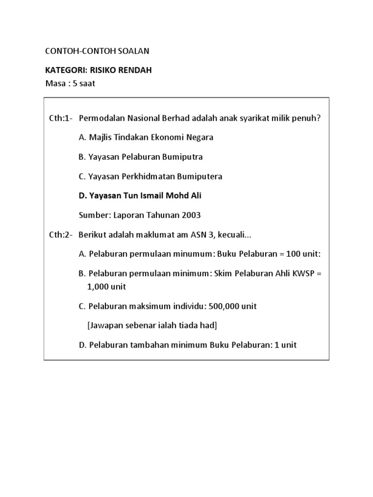 CONTOH Soalan PNB | PDF
